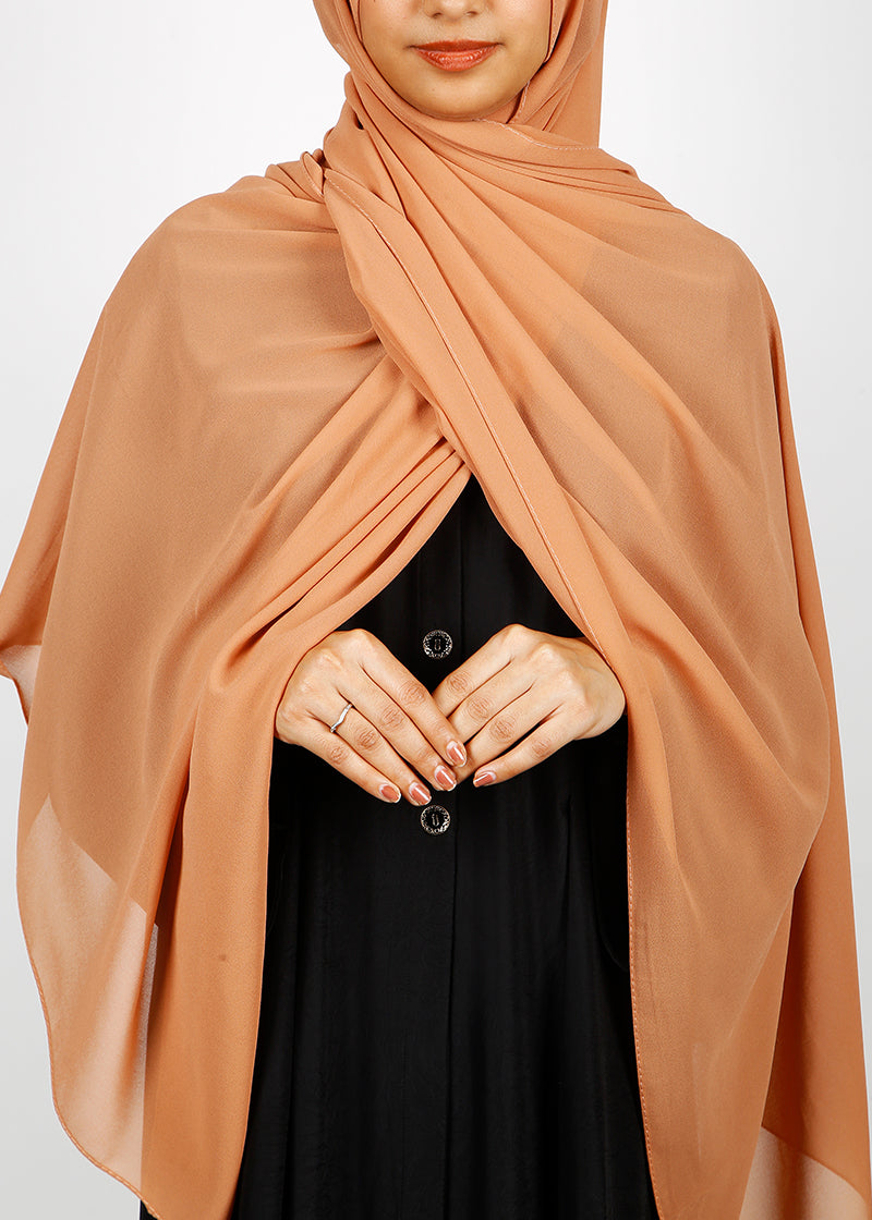 BeingMuslims Rich Malaysian Georgette Caramel Hijab – The BeingMuslims ...